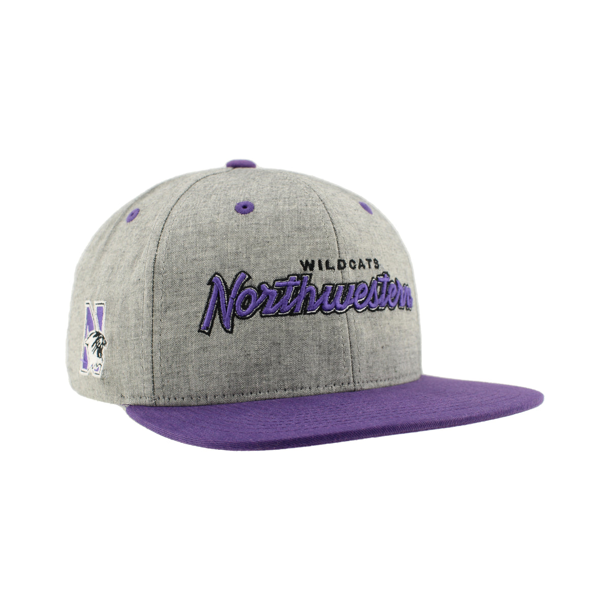 Northwestern Hat Grey/Purple Script Flatbill – Northwestern Team Store